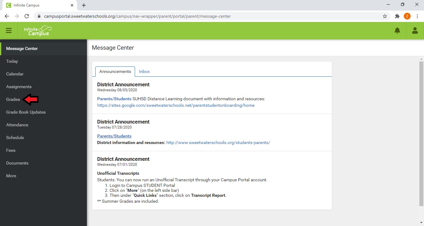 Castle Park High School How To View Grades On Infinite Campus
